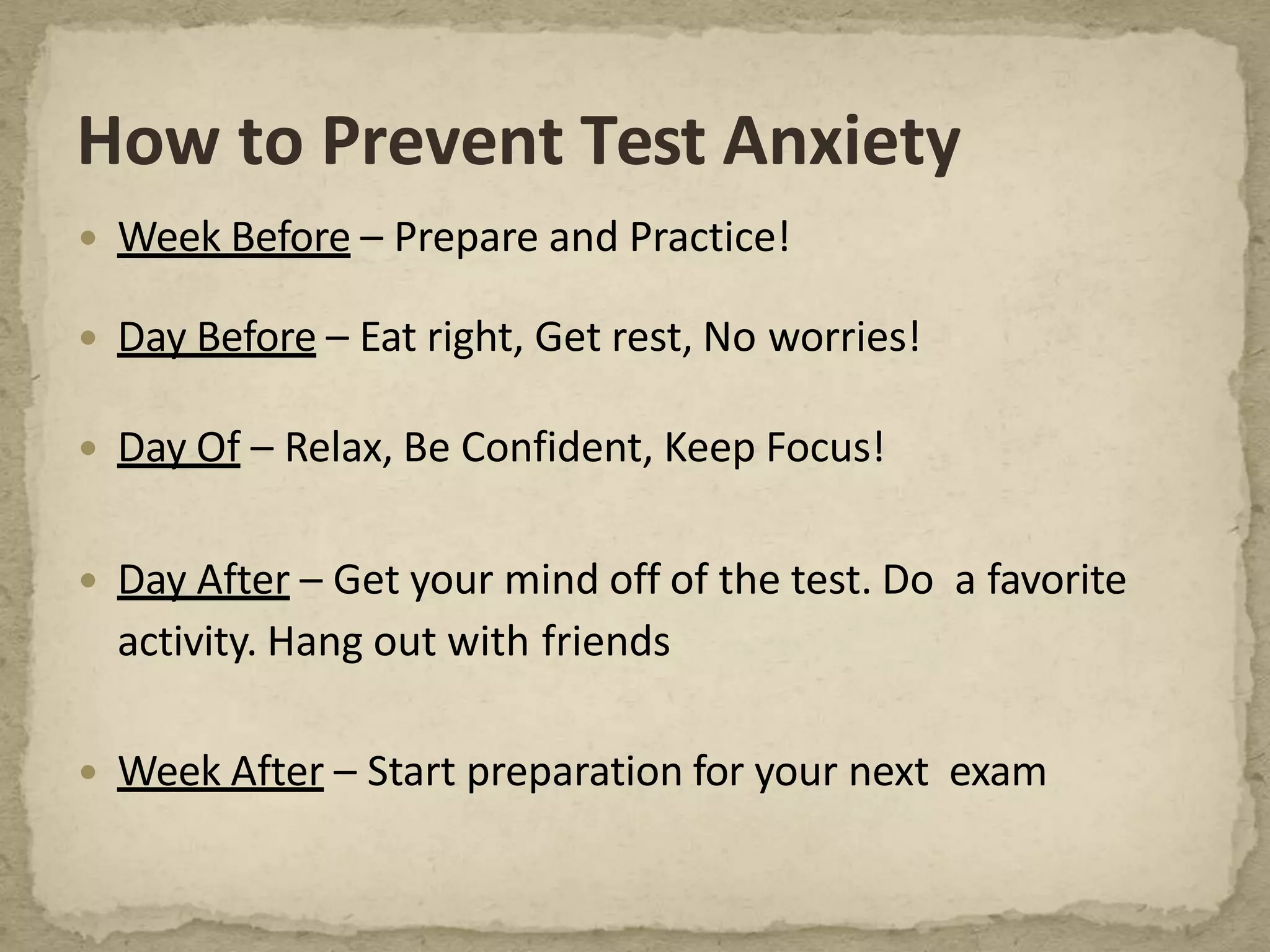 ROLE OF PARENTS AND TEACHERS IN OVERCOMING TEST ANXIETY | PPT