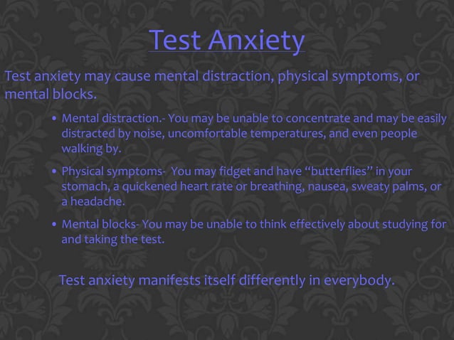 Test Anxiety | PPTX | Standardized Testing | Educational Assessment