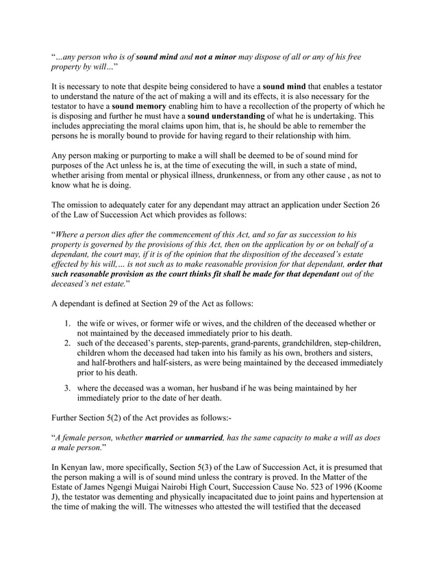 Testate succession | DOC | Bereavement | Family and Relationships