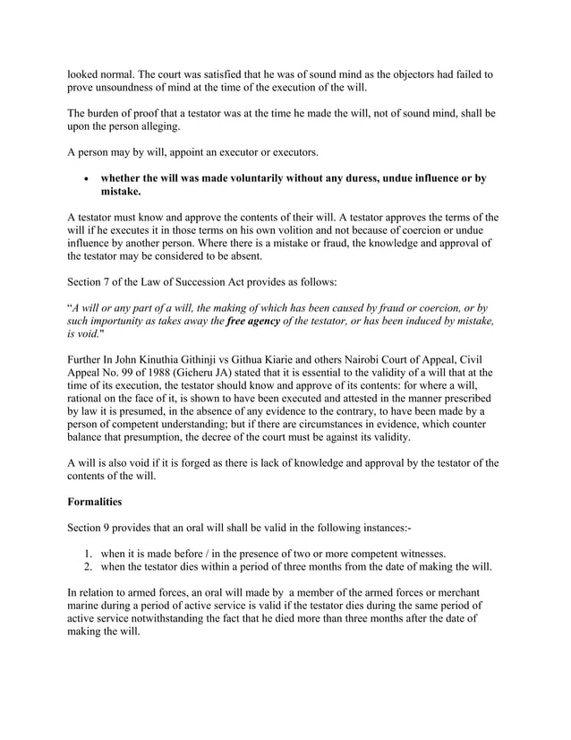 Testate succession | DOC | Bereavement | Family and Relationships