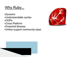 Web UI testing using Ruby,Watir and Cucumber with BDD technique | PPT