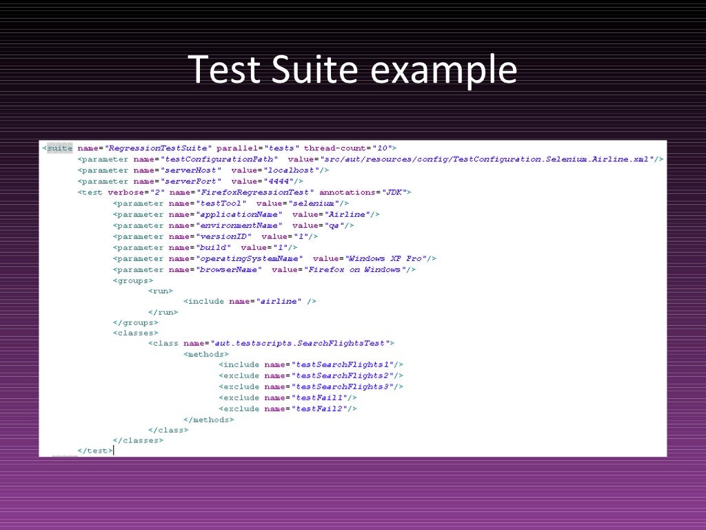 Test Suite example