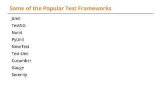 Test automation Frame Works | PPT