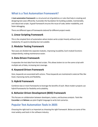 Test Automation Frameworks and Tools: Empowering Quality with ...