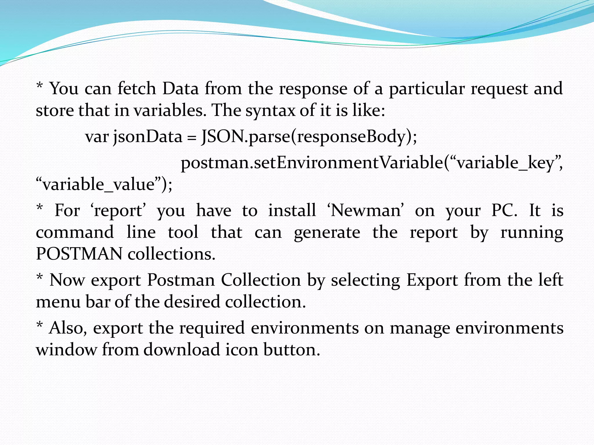 Test automation of ap is using postman | PPTX