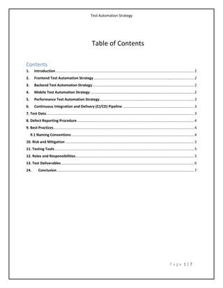 Test Automation Strategy for Frontend and Backend | DOCX