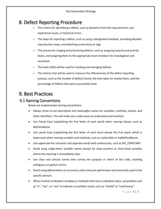 Test Automation Strategy for Frontend and Backend | DOCX