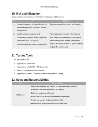 Test Automation Strategy for Frontend and Backend | DOCX