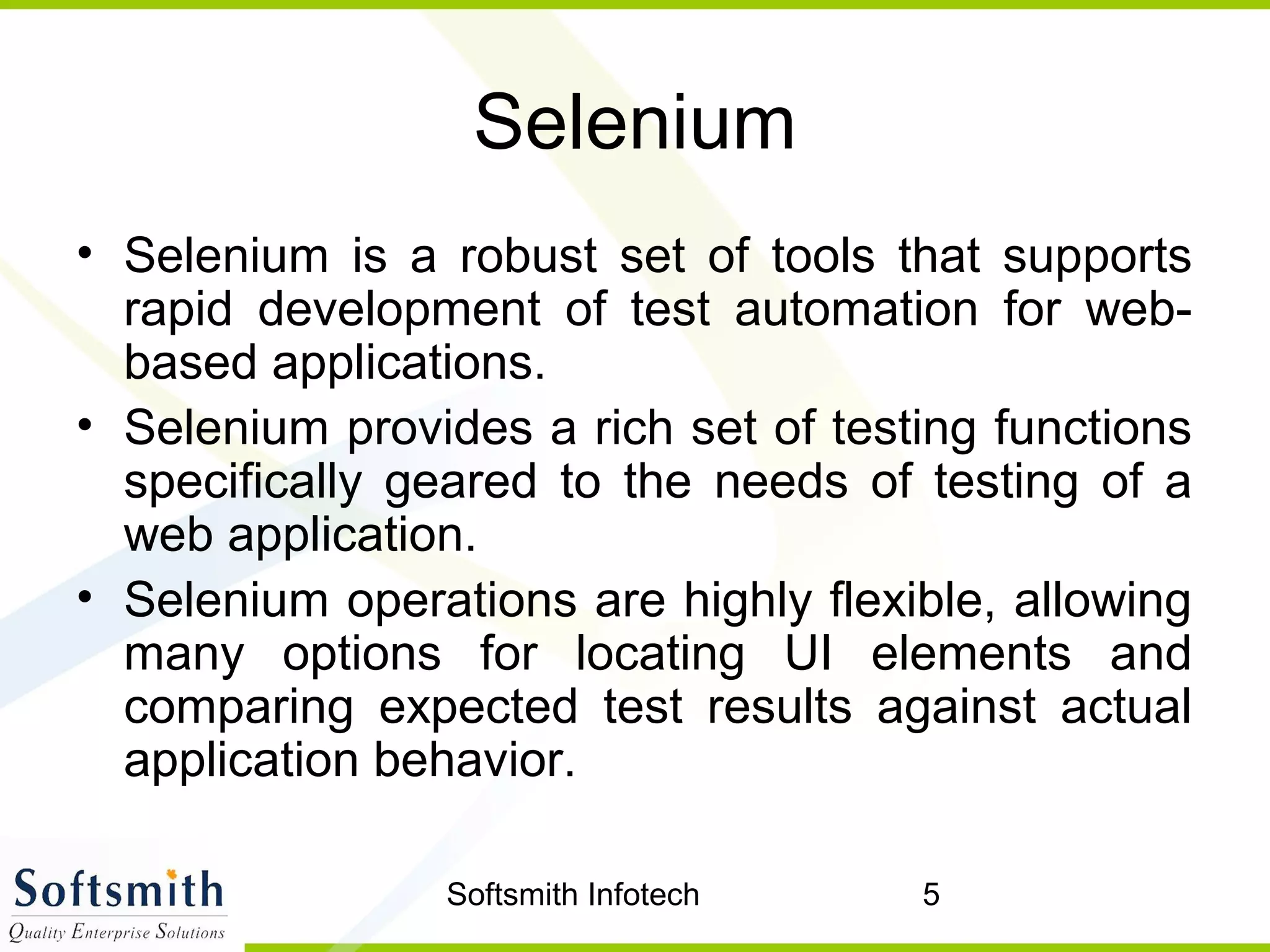 Test Automation Using Selenium Ppt 6387