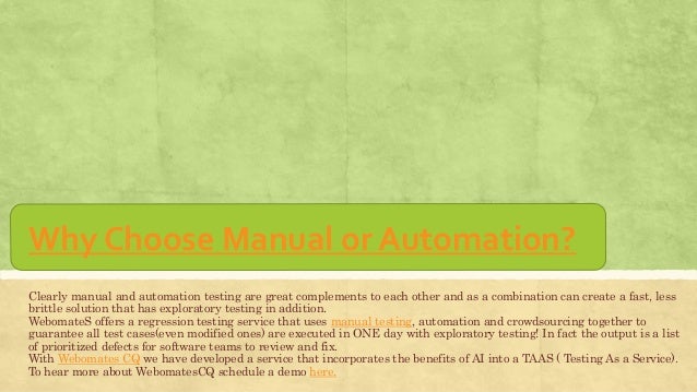 Test automation vs manual testing | PPTX