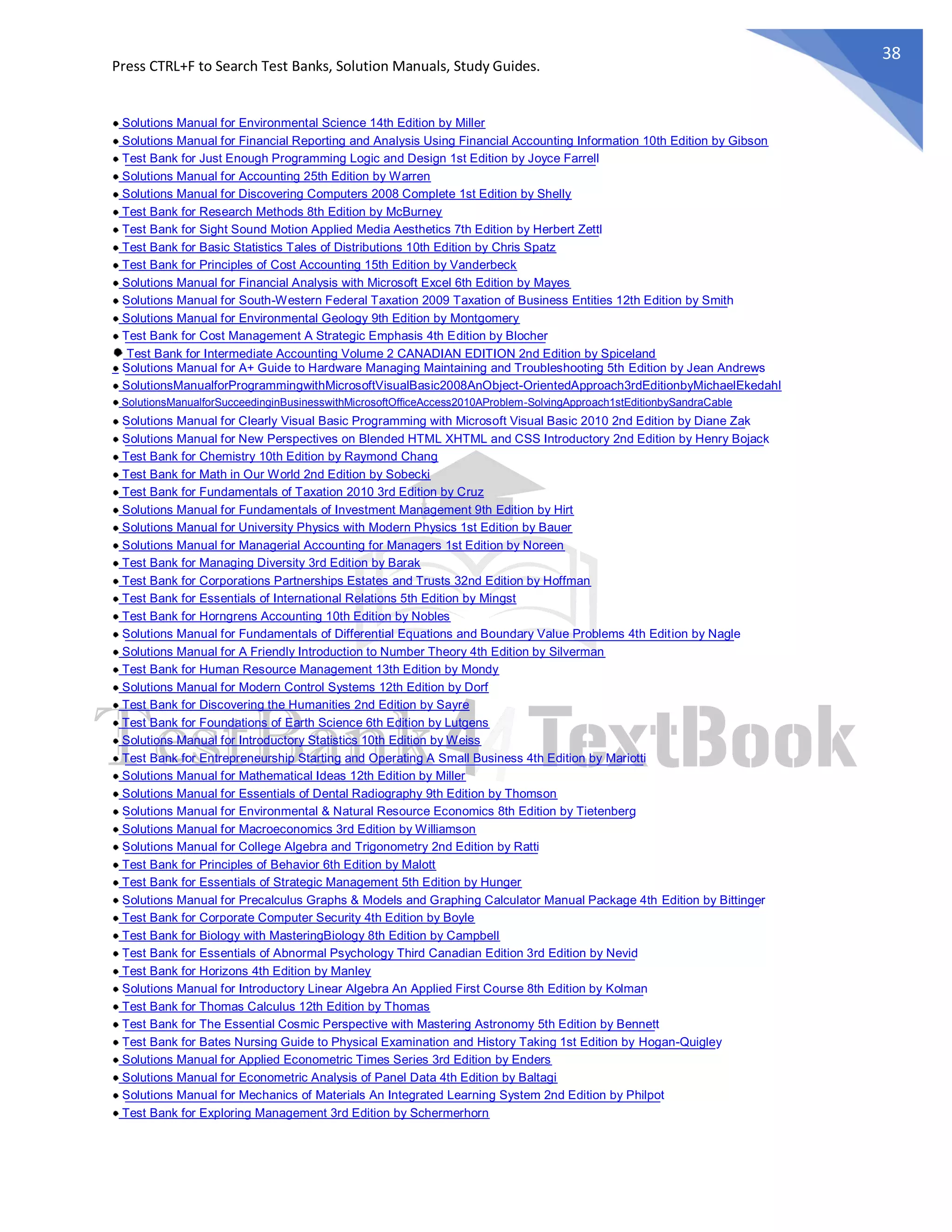 Comprehensive Textbooks Solution Manuals and Text Banks ...