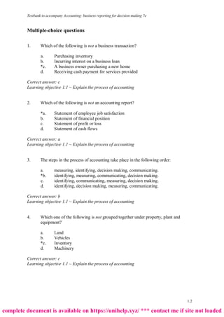 Test Bank Accounting 7th Edition by Jacqueline Birt, Keryn Chalmers ...