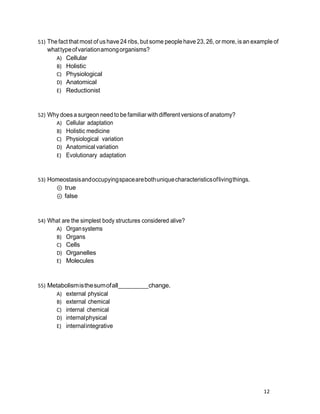 Test Bank Anatomy & Physiology The Unity of Form and Function, 10th ...