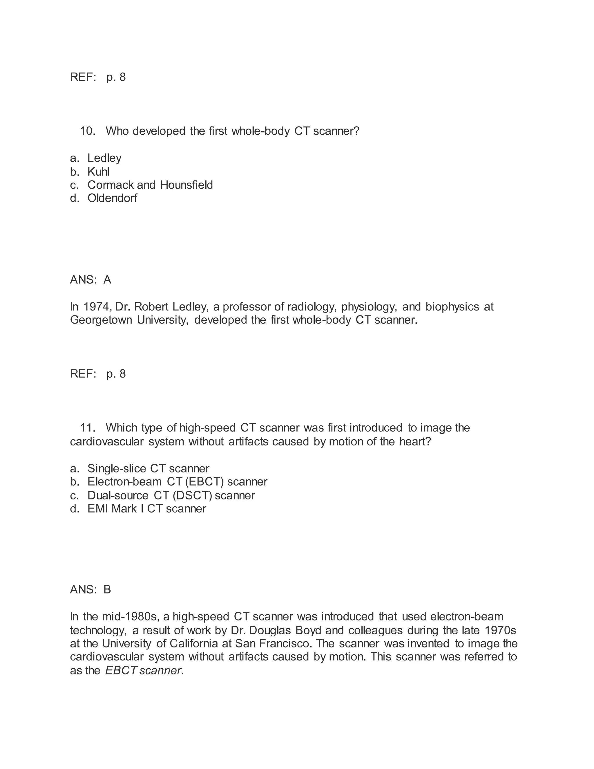 Test bank computed tomography physical principles clinical applications ...