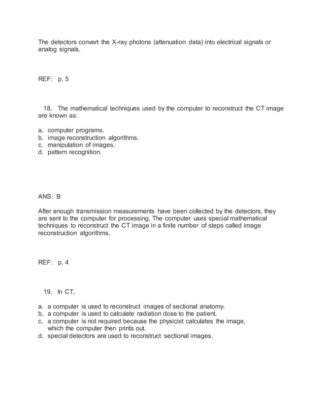 Test bank computed tomography physical principles clinical applications ...