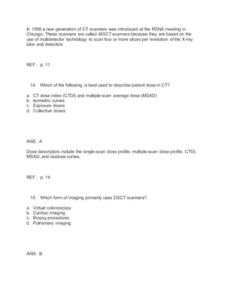 Test bank computed tomography physical principles clinical applications ...