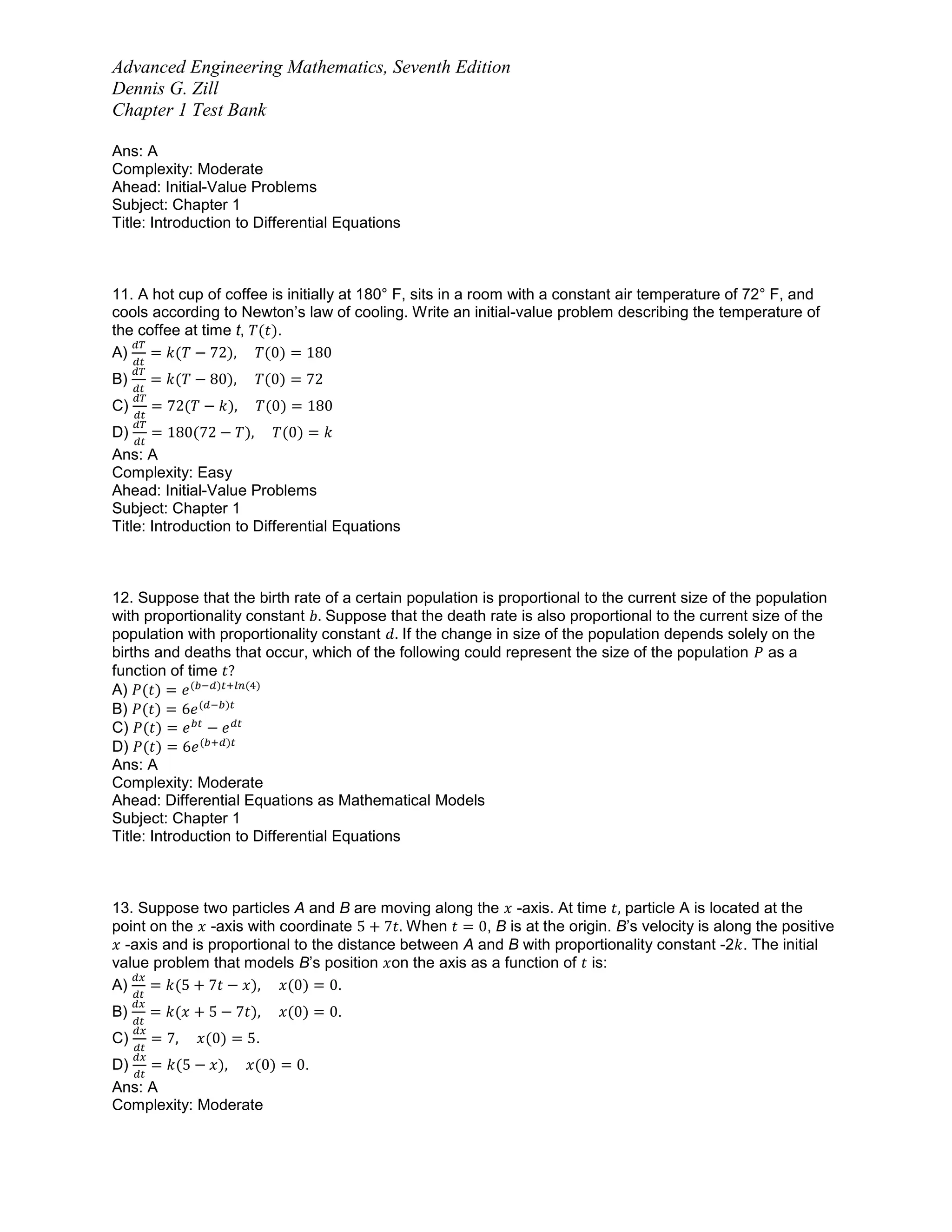 Question Bank for Advanced Engineering Mathematics 7th Edition by Dennis Zill | PDF