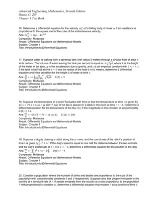 Question Bank for Advanced Engineering Mathematics 7th Edition by ...