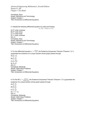 Question Bank for Advanced Engineering Mathematics 7th Edition by ...