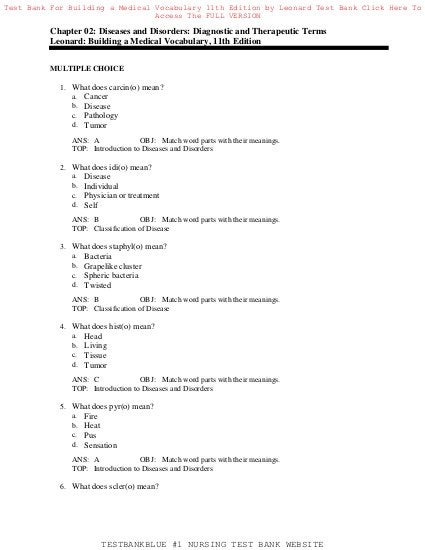 Test Bank for Building a Medical Vocabulary 11th Edition by Leonard.pdf