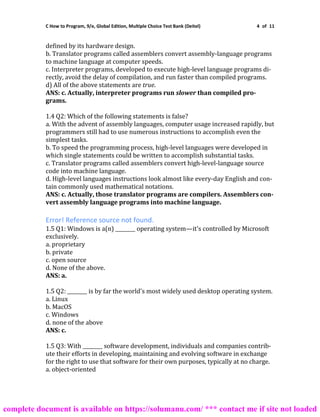 Question Bank for C How to Program 9th Global Edition by Deitel | PDF