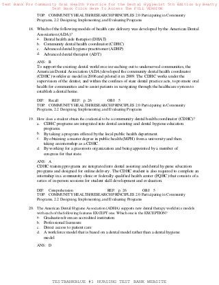 Test Bank for Community Oral Health Practice for the Dental Hygienist ...