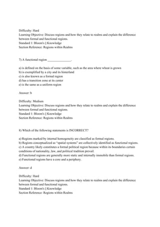 TESTBANK for Geography Realms Regions and Concepts 18th Edition Jan ...