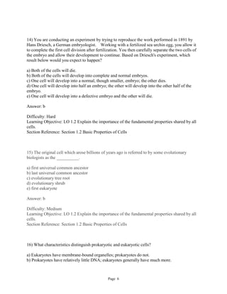 Question Bank for Karp's Cell and Molecular Biology 9th Edition | PDF