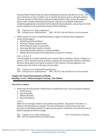 Test Bank For Lewis's Medical-Surgical Nursing 12th Edition By Mariann ...