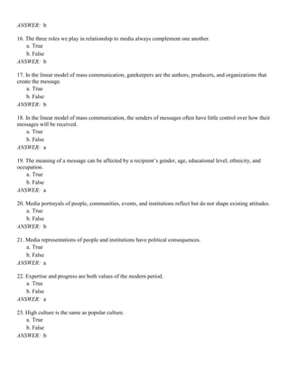 Test Bank for Media & Culture, 13e by Richard Campbel 3.pdf | History ...