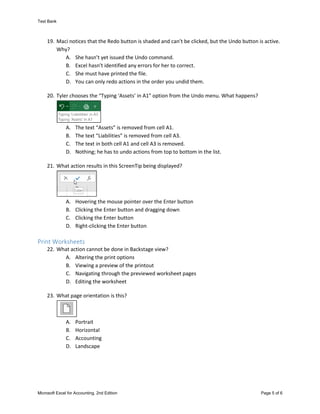 Question Bank for Microsoft Excel for Accounting 2nd Edition by ...