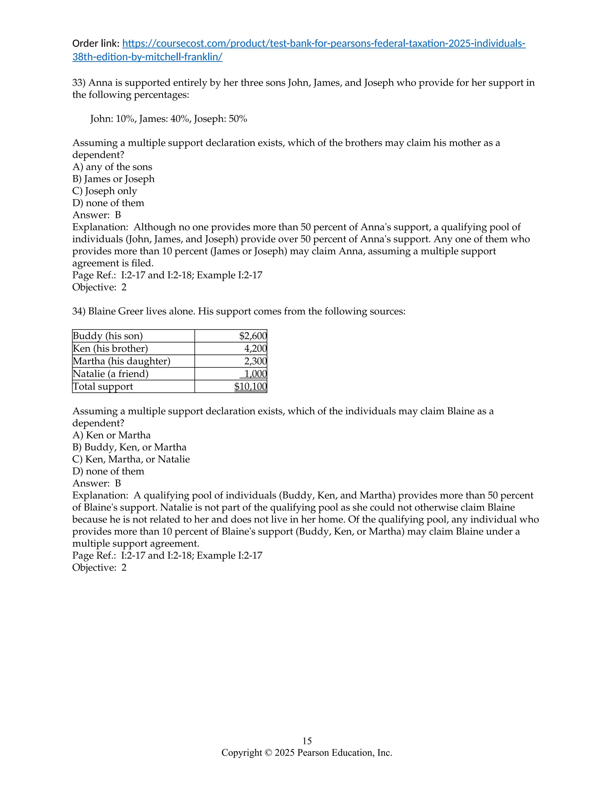 Test Bank For Pearson’s Federal Taxation 2025 Individuals, 38th Edition ...