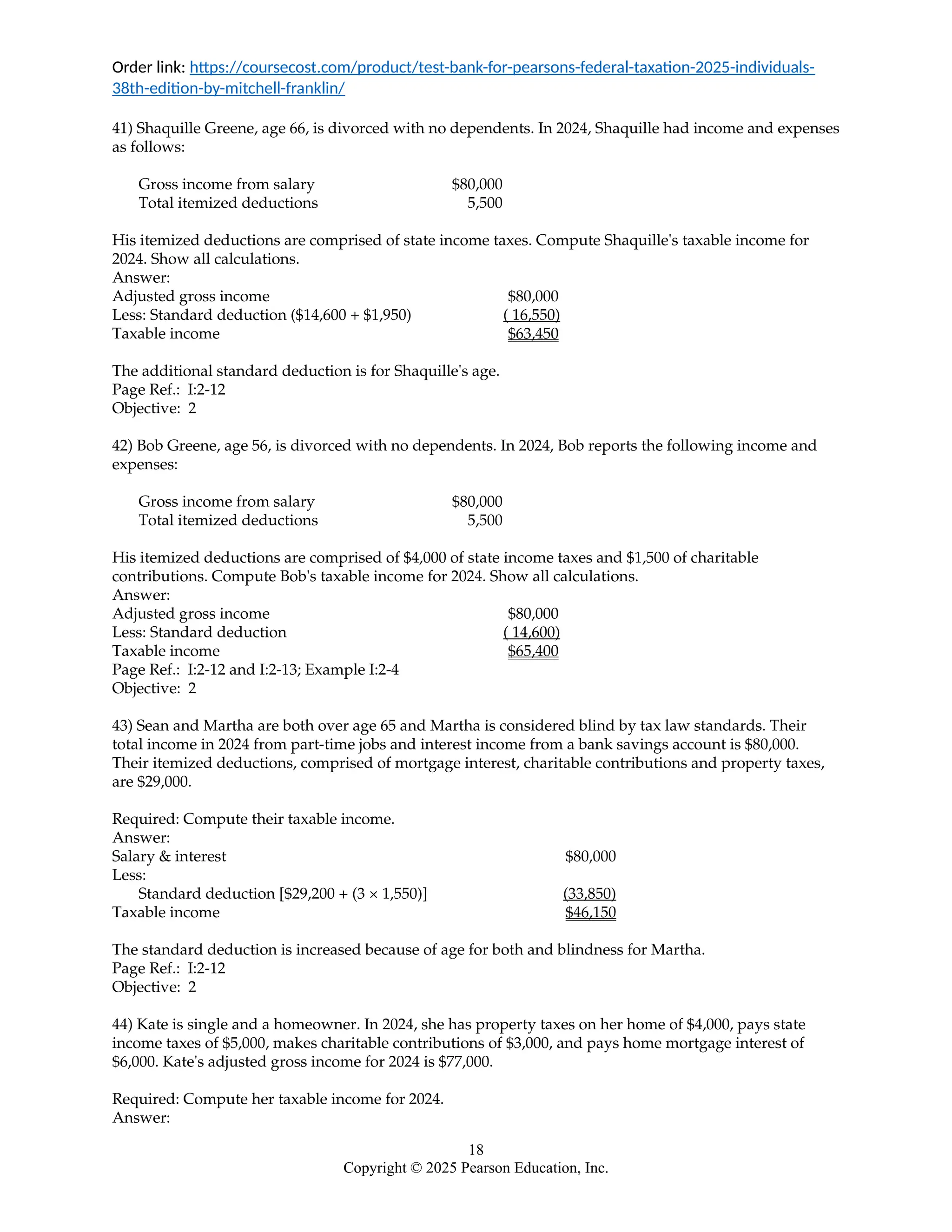 Test Bank For Pearson’s Federal Taxation 2025 Individuals, 38th Edition ...