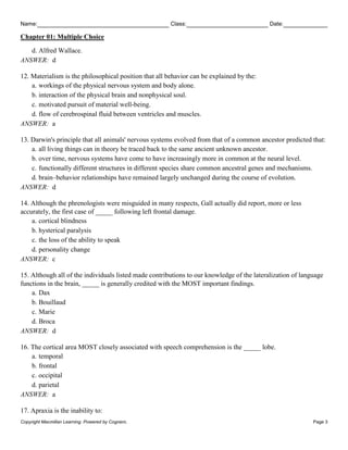 test bank Fundamentals of Human Neuropsychology, 8e Bryan Kolb, Ian ...
