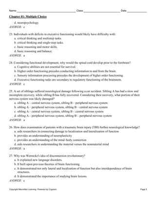 test bank Fundamentals of Human Neuropsychology, 8e Bryan Kolb, Ian ...