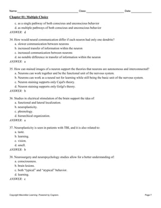 test bank Fundamentals of Human Neuropsychology, 8e Bryan Kolb, Ian ...