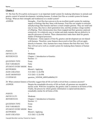 test bank Genetics Essentials, Concepts and Connections, 5e Benjamin ...