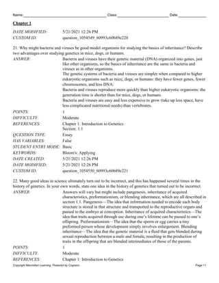 test bank Genetics Essentials, Concepts and Connections, 5e Benjamin ...