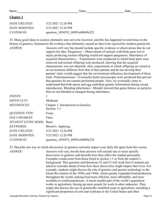 test bank Genetics Essentials, Concepts and Connections, 5e Benjamin ...