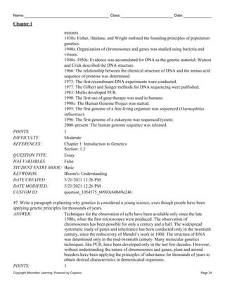 test bank Genetics Essentials, Concepts and Connections, 5e Benjamin ...
