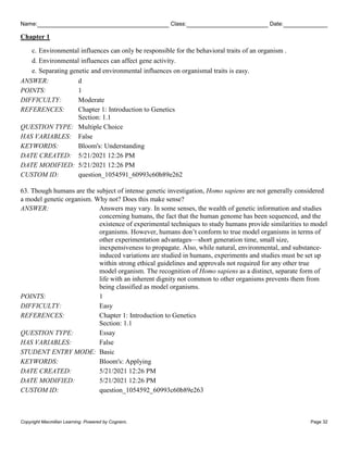 test bank Genetics Essentials, Concepts and Connections, 5e Benjamin ...