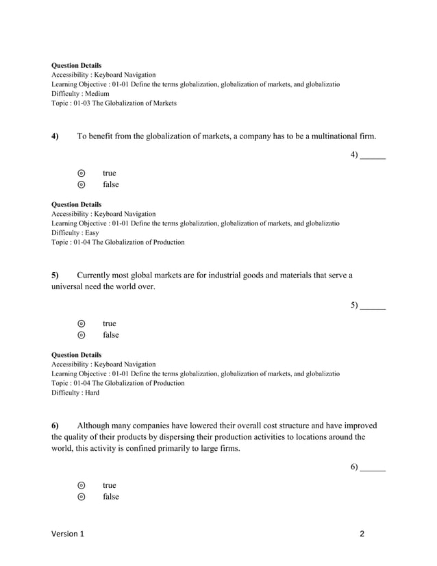 Test bank Global Business Today 6th Edition canadian edition By Charles ...
