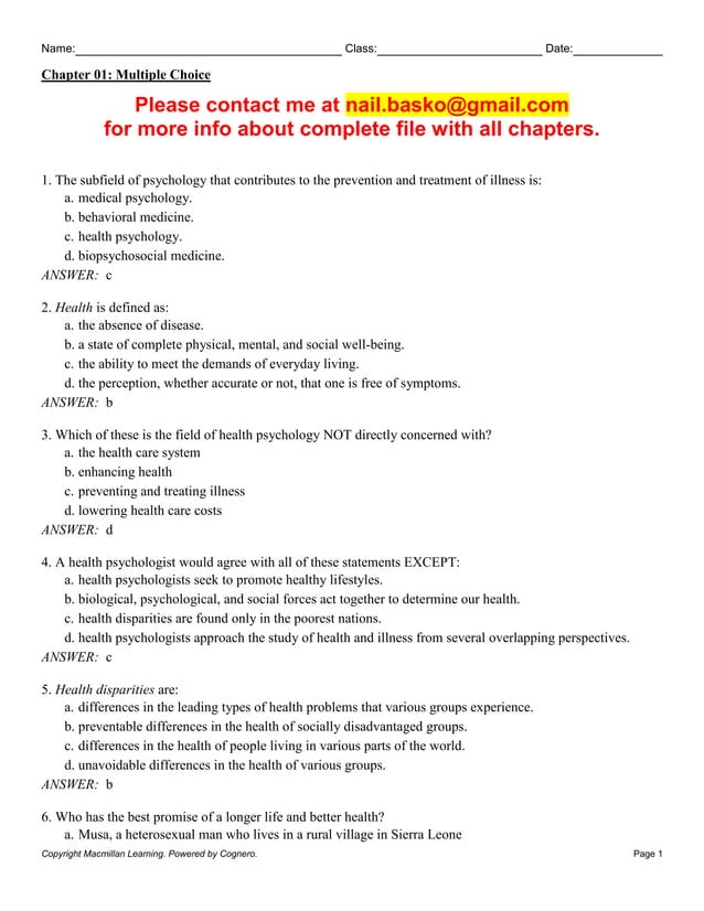 test bank Health Psychology, 6e Richard Straub test bank.pdf