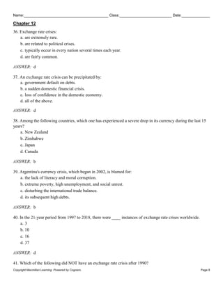 test bank International Economics, 5e Robert Feenstra, Alan Taylor test ...
