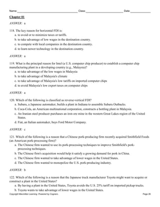 test bank International Trade, 5e Robert Feenstra, Alan Taylor test ...