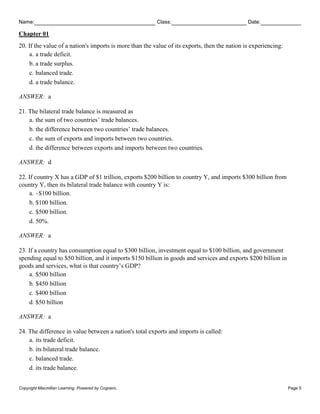 test bank International Trade, 5e Robert Feenstra, Alan Taylor test ...