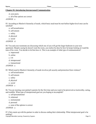 test bank Interpersonal Communication and You, 5e Steven McCornack test ...