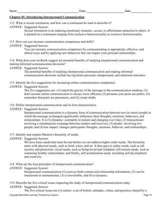 test bank Interpersonal Communication and You, 5e Steven McCornack test ...