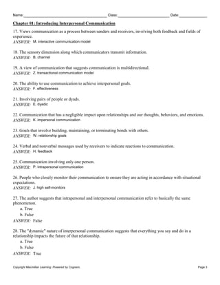 test bank Interpersonal Communication and You, 5e Steven McCornack test ...