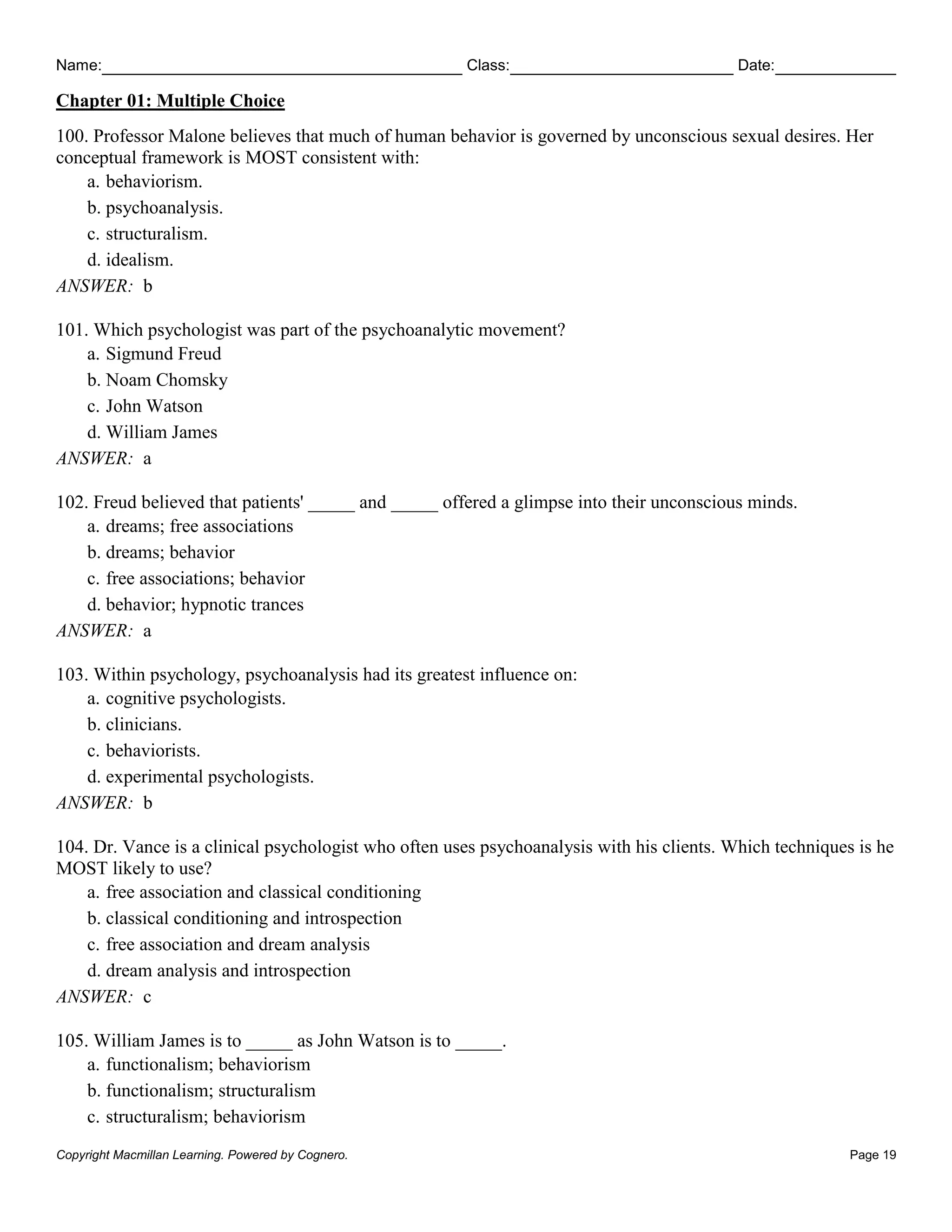 test bank Introducing Psychology, 5e Daniel Schacter, Daniel Gilbert ...
